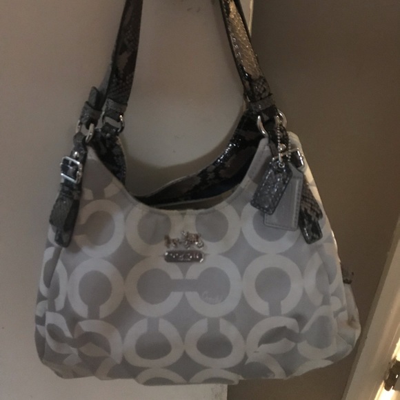 Coach | Bags | Coach Madison Op Art Sateen Maggie Shoulder Bag | Poshmark